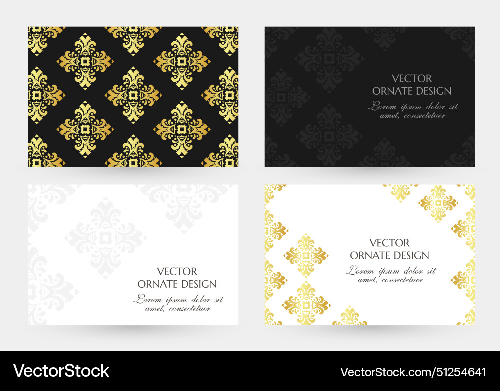 Gold decorative rhombus cards collection Vector Image