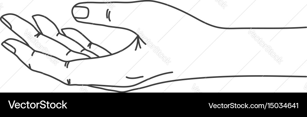 Linear open palm isolated on white background Vector Image