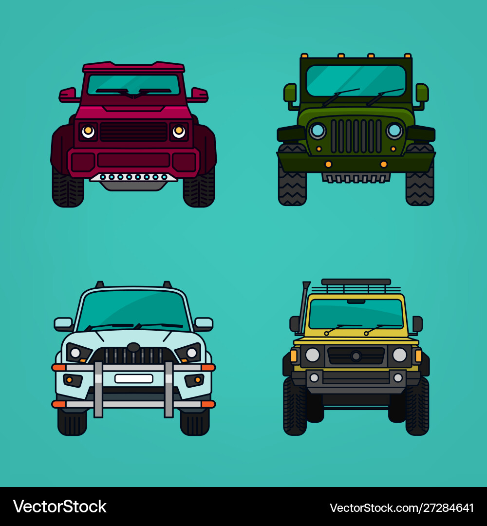 Off road cars set Royalty Free Vector Image - VectorStock