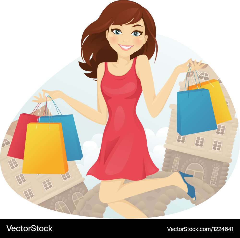 Shopping girl Royalty Free Vector Image - VectorStock