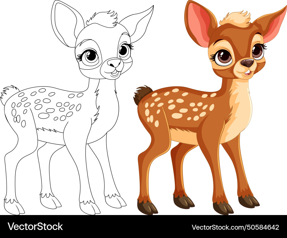 A cartoon fawn colored and outlined Royalty Free Vector