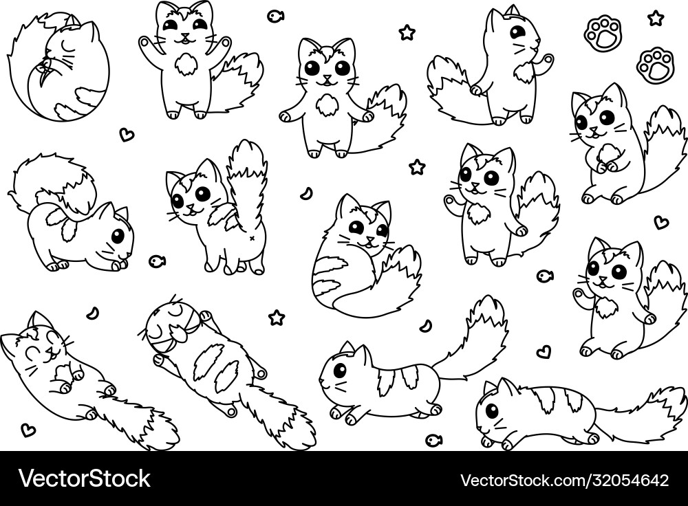 Adorable Kitten Set Royalty Free Vector Image - VectorStock