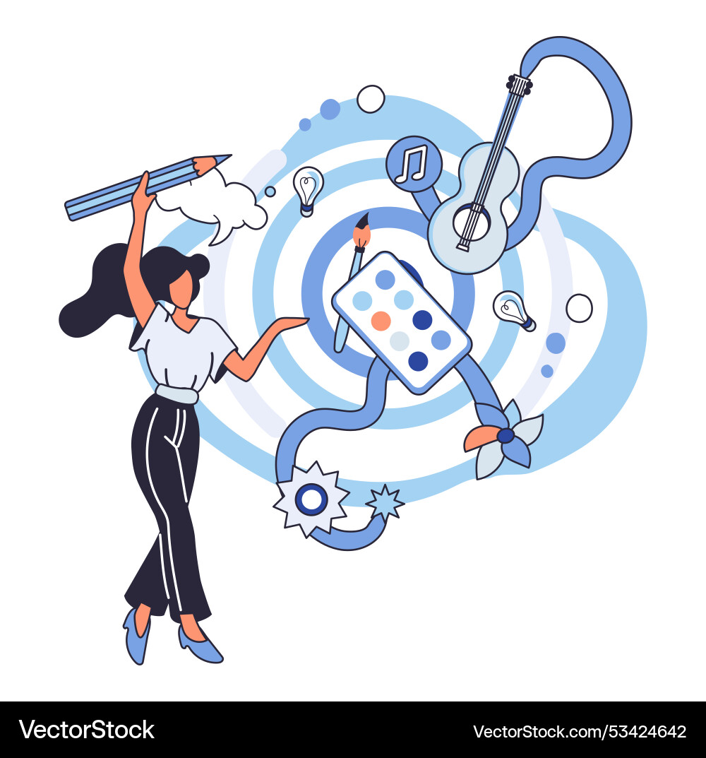 Artistic imagination art and craft intertwined Vector Image