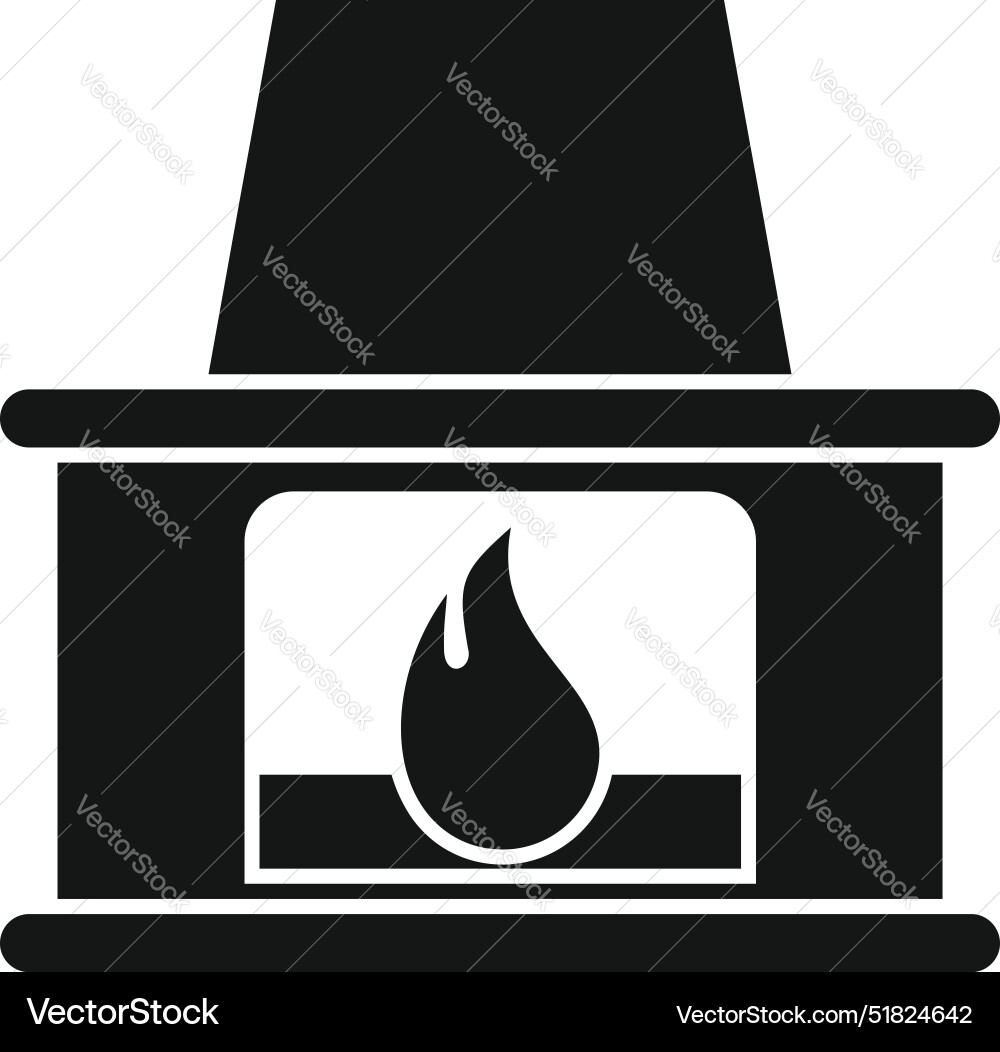 Classic fireplace burning with fire icon Vector Image