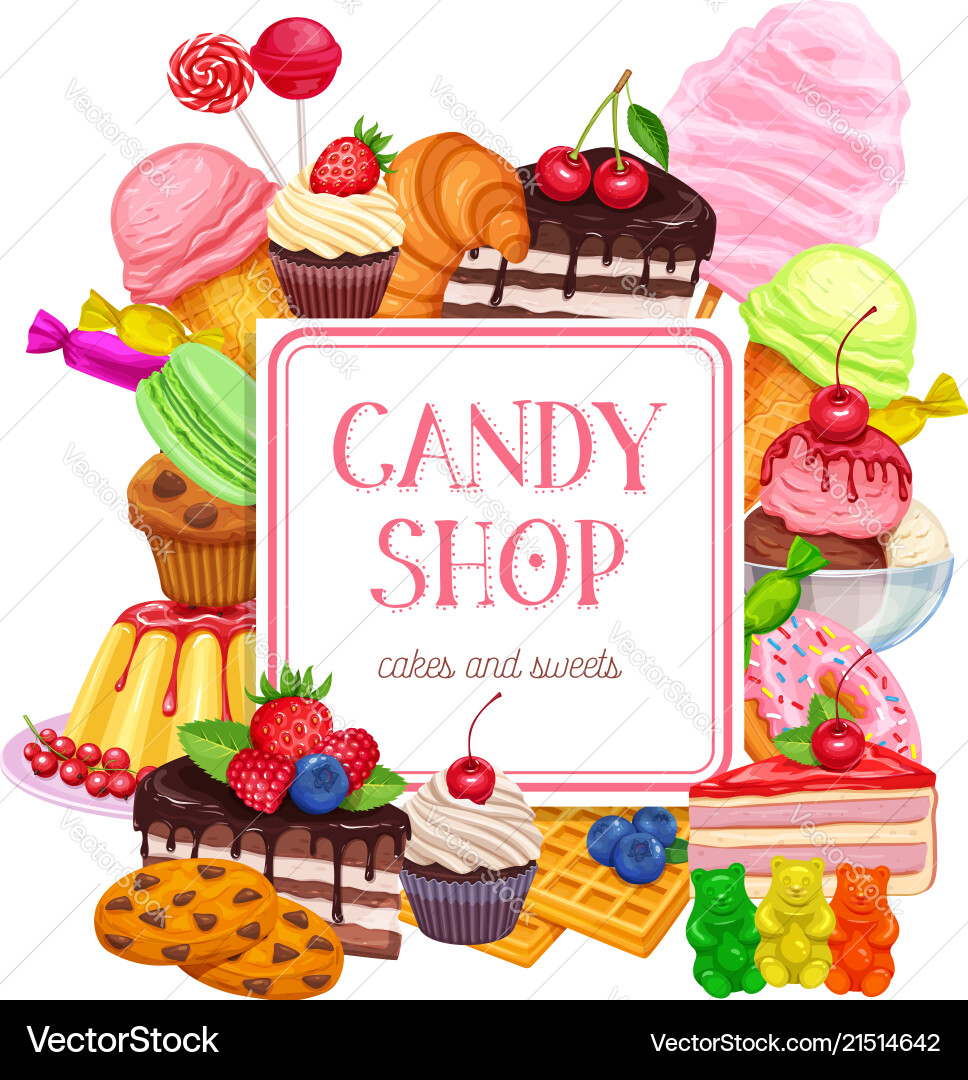 Confectionery and sweets banner or poster design Vector Image