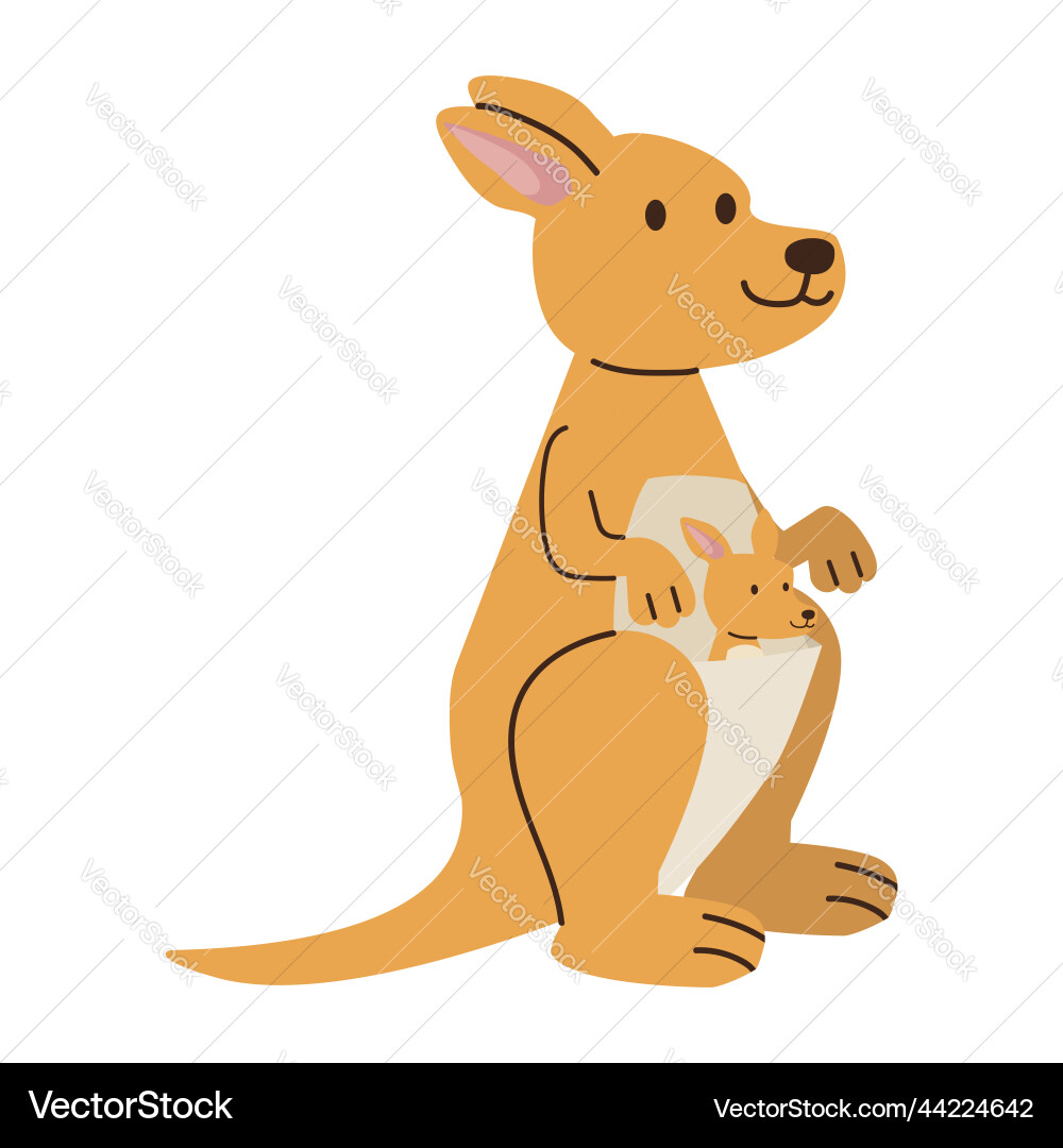 Cute Kangaroo and Joey Royalty Free Vector Image
