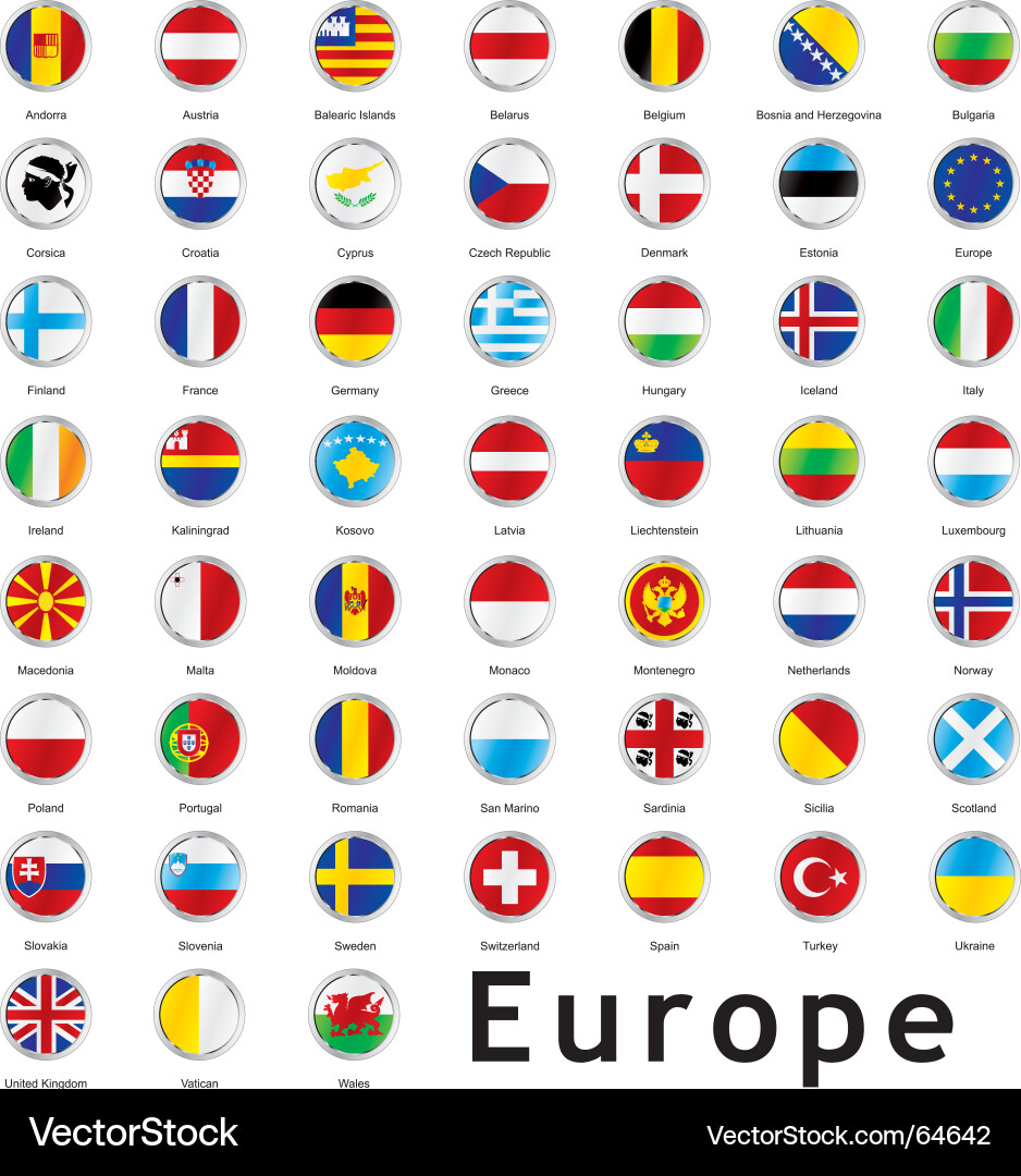 European Flags Round Icons Royalty Free Vector Image