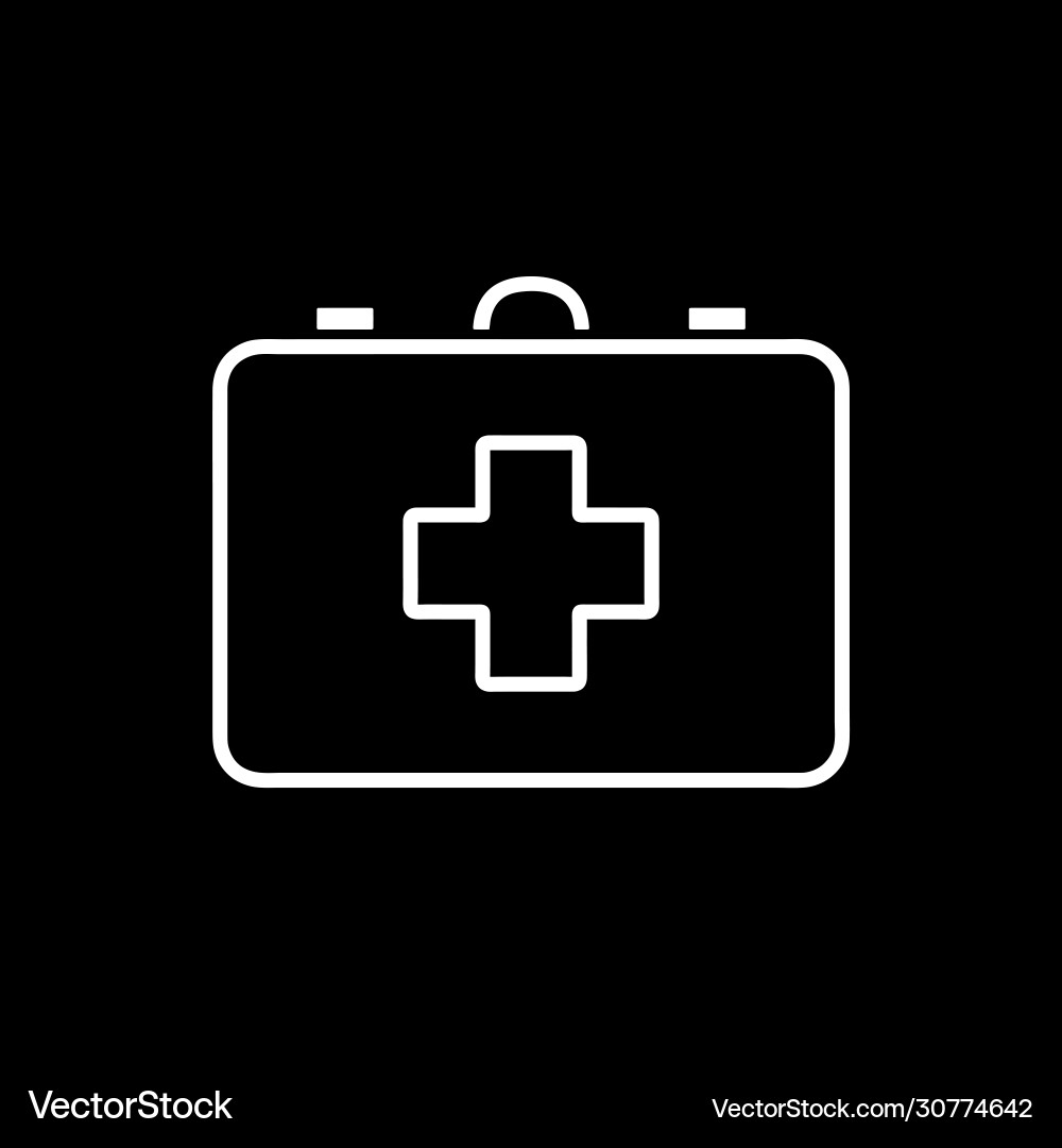 Flat line first aid kit icon Royalty Free Vector Image