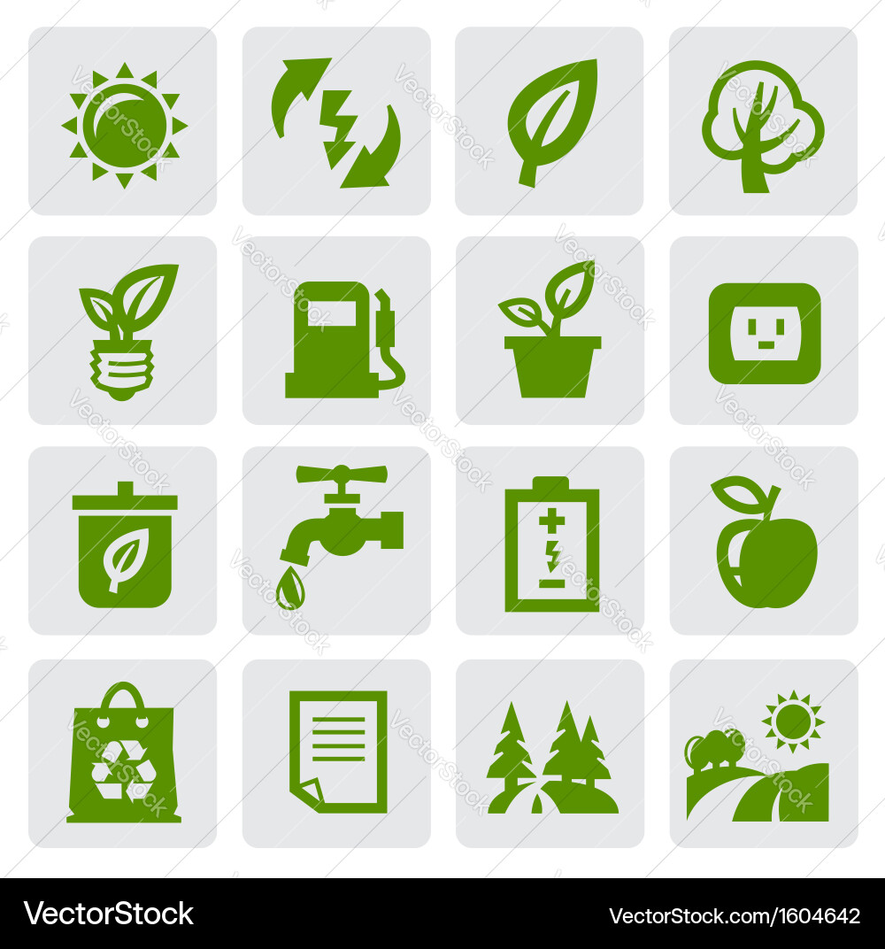 Green eco symbols Royalty Free Vector Image - VectorStock