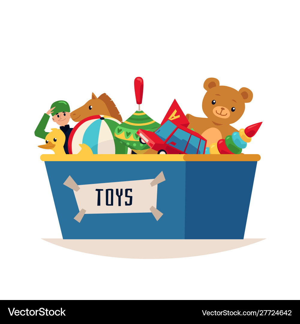 Kids Toy Storage Box - Cartoon Style Royalty Free Vector