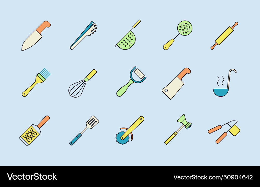Kitchenware and kitchen icon set Royalty Free Vector Image