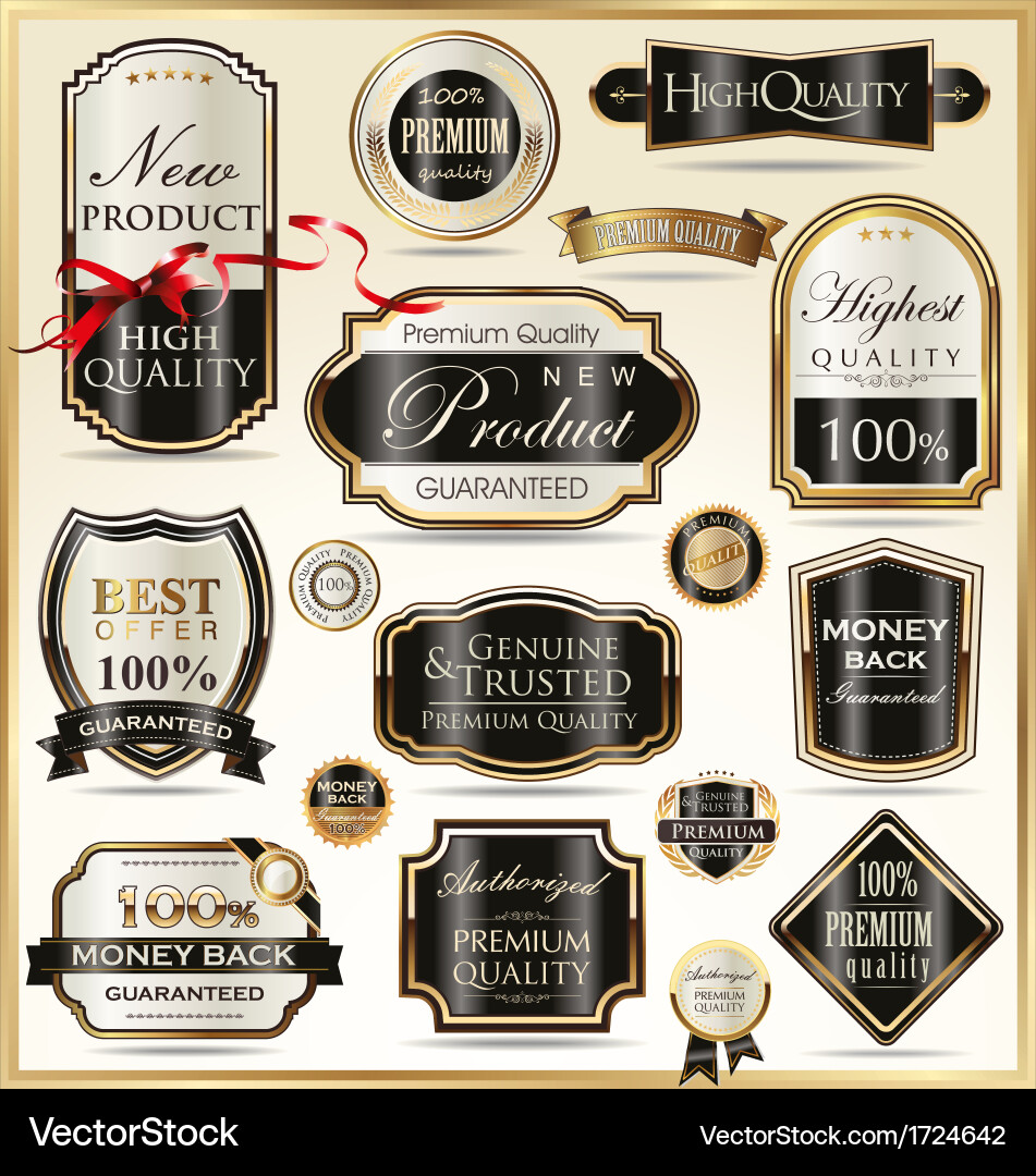 Luxury golden labels Royalty Free Vector Image