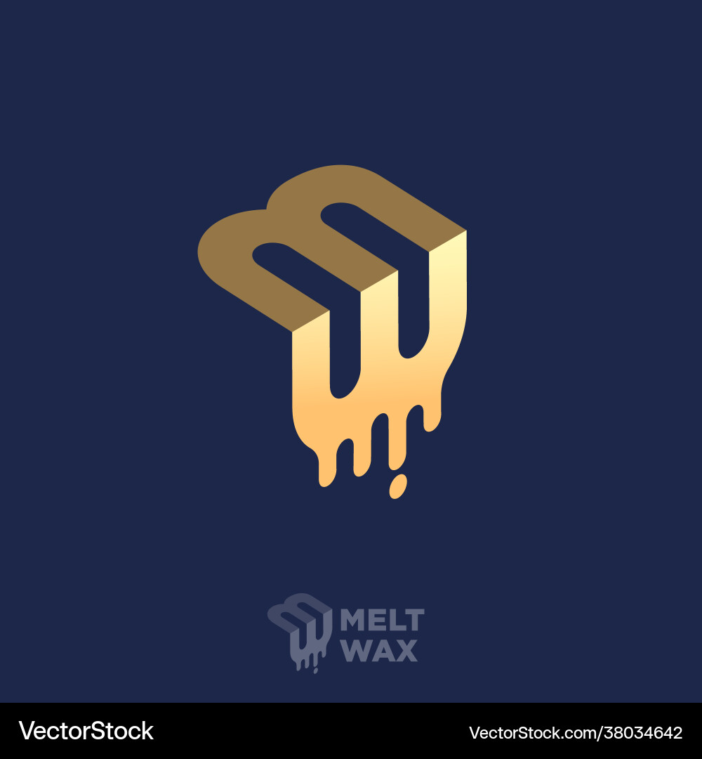 M and w monogram melted wax letters gold Vector Image