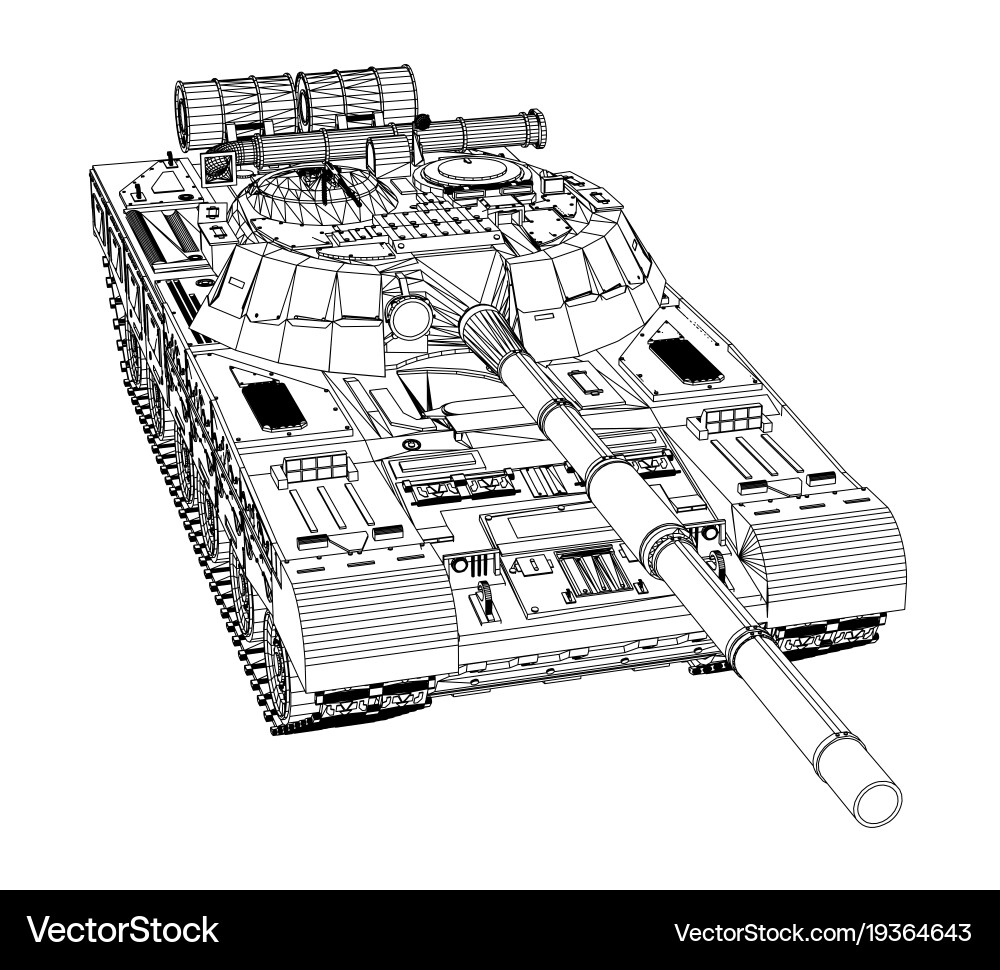 Blueprint of realistic tank Royalty Free Vector Image