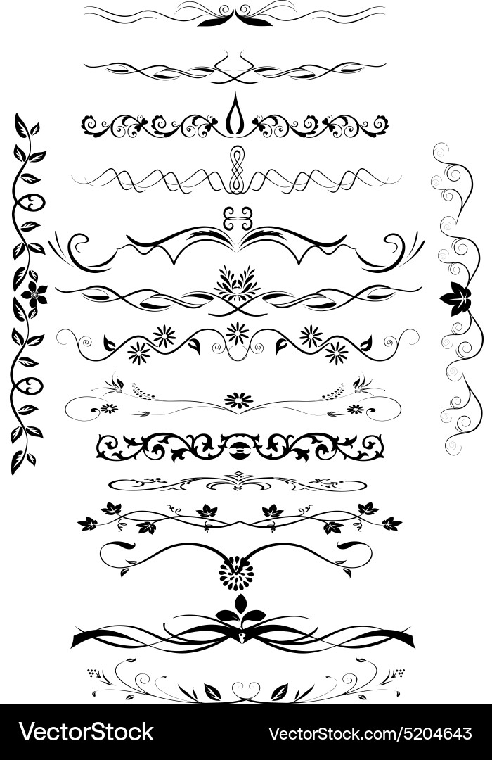 Elegant Page Borders & Rules Set Royalty Free Vector