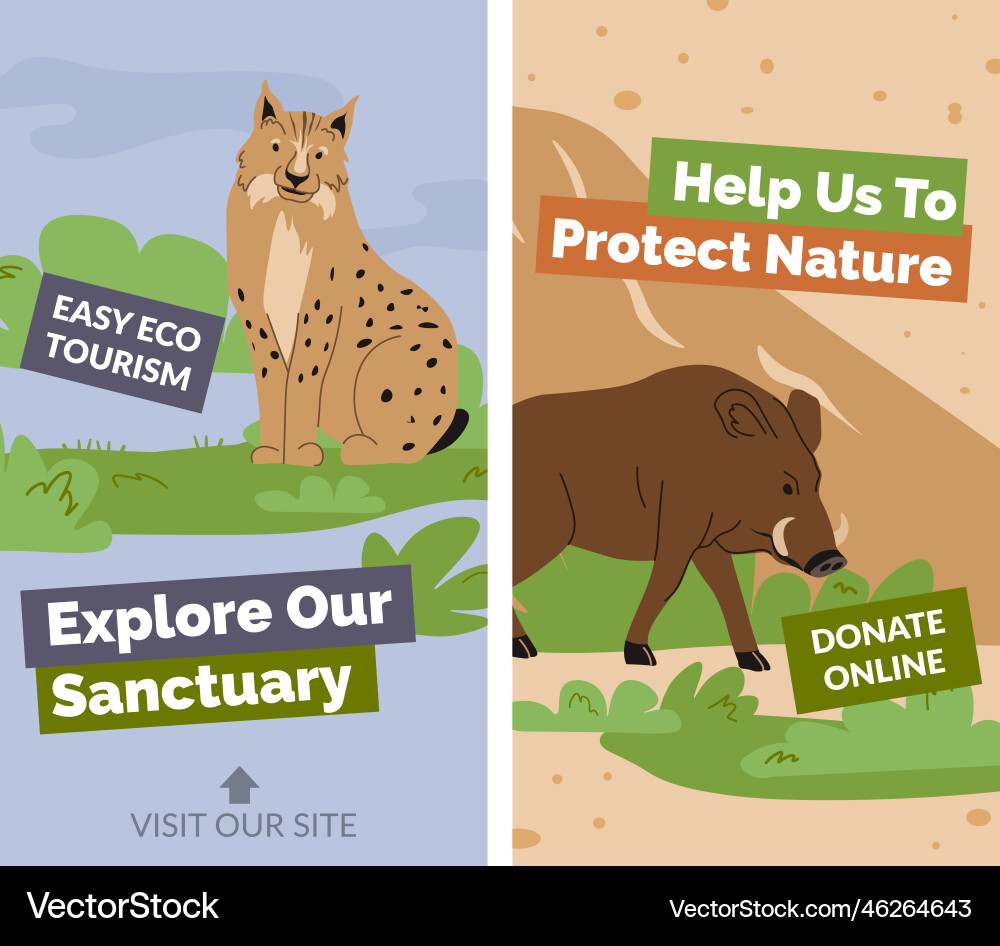 Explore our sanctuary for wild animals banners Vector Image