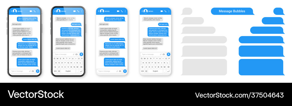 Realistic smartphone with messaging app blank sms Vector Image