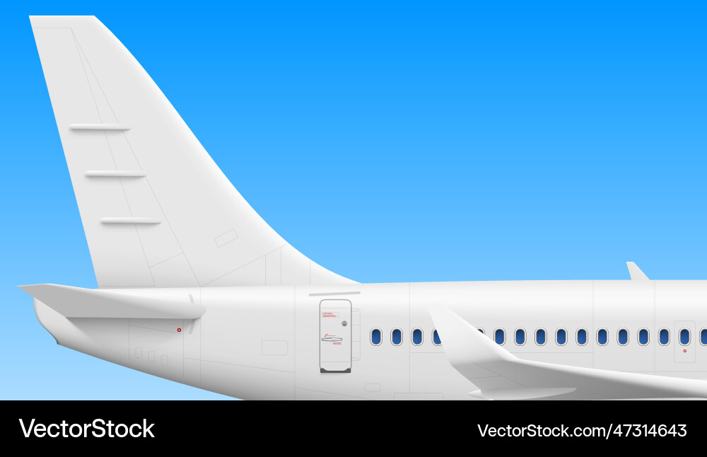 Realistic white air plane side view tail and wing Vector Image
