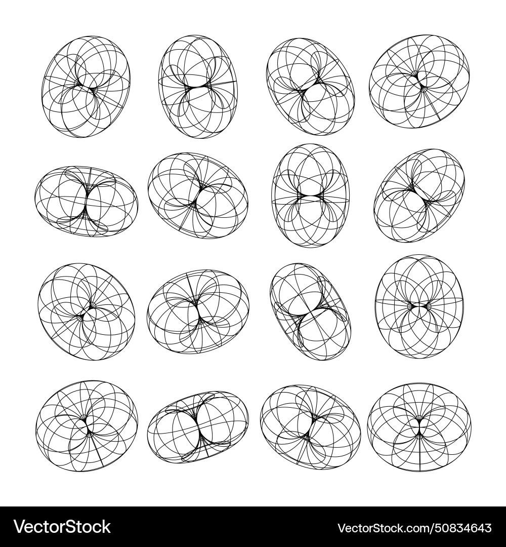 Wireframe shapes lined torus perspective mesh Vector Image