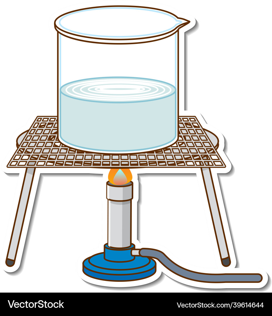 A beaker with flame in the stove Royalty Free Vector Image