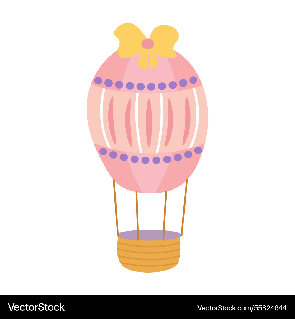 Air balloon with bow on top Royalty Free Vector Image