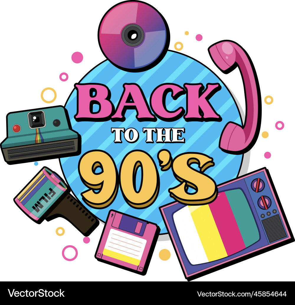 Back to the 90s banner template Royalty Free Vector Image