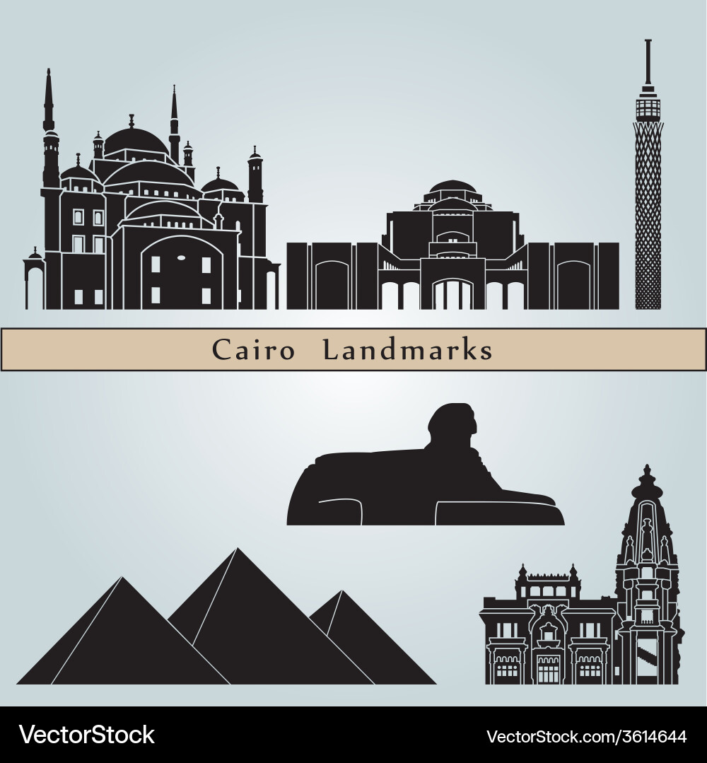 Cairo Skyline Silhouette Royalty Free Vector Image