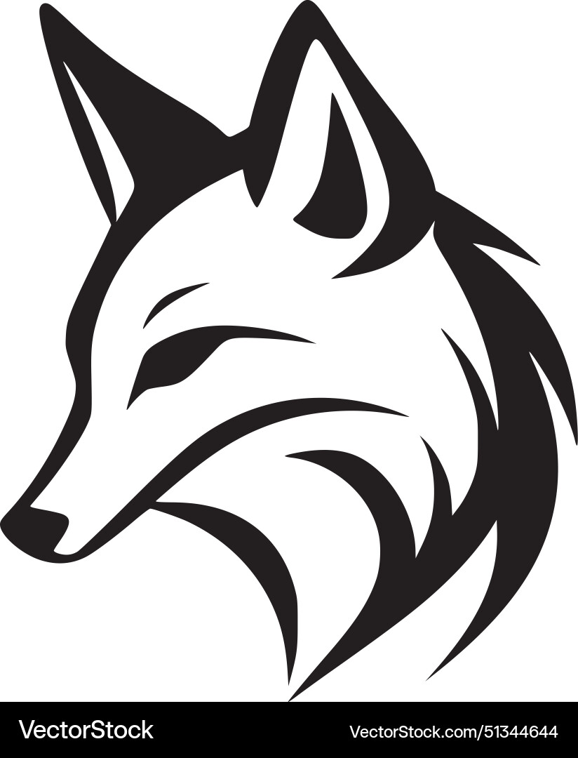 Fox - black and white Royalty Free Vector Image