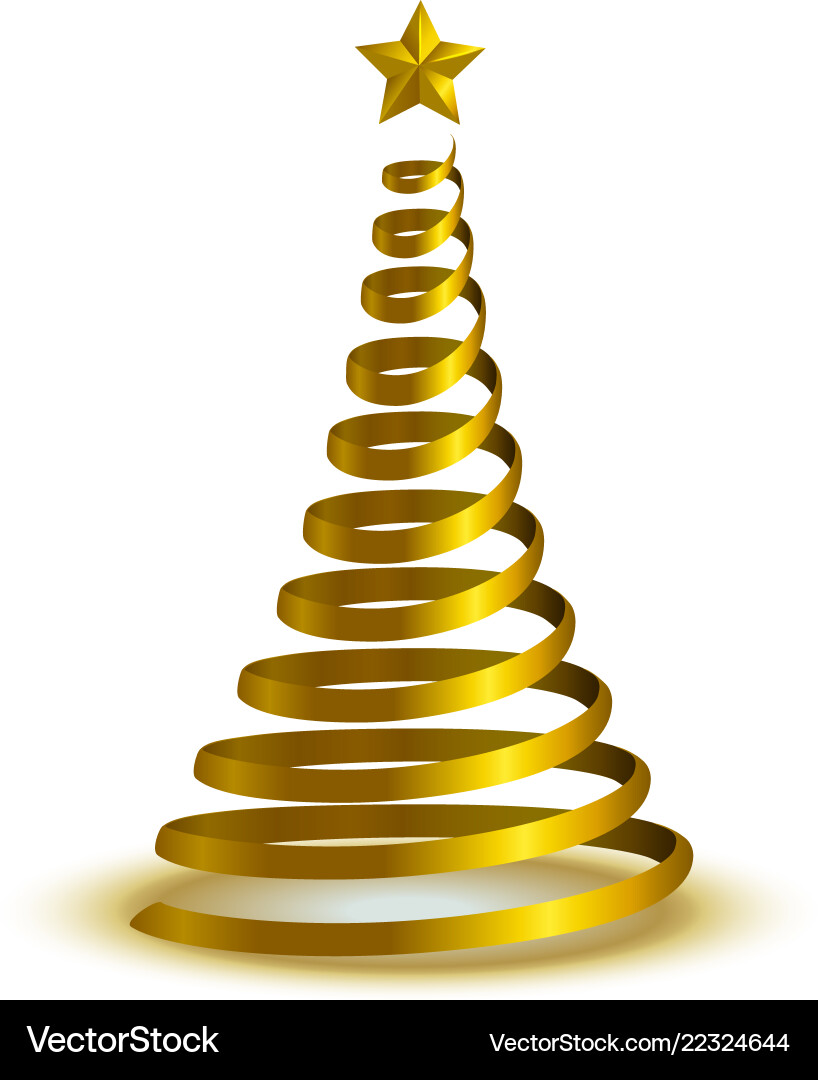Spiral golden christmas tree Royalty Free Vector Image