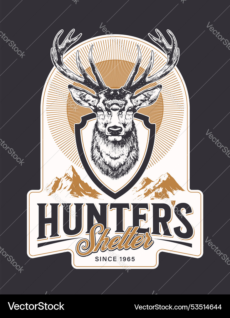 Vintage label design with deer head Royalty Free Vector