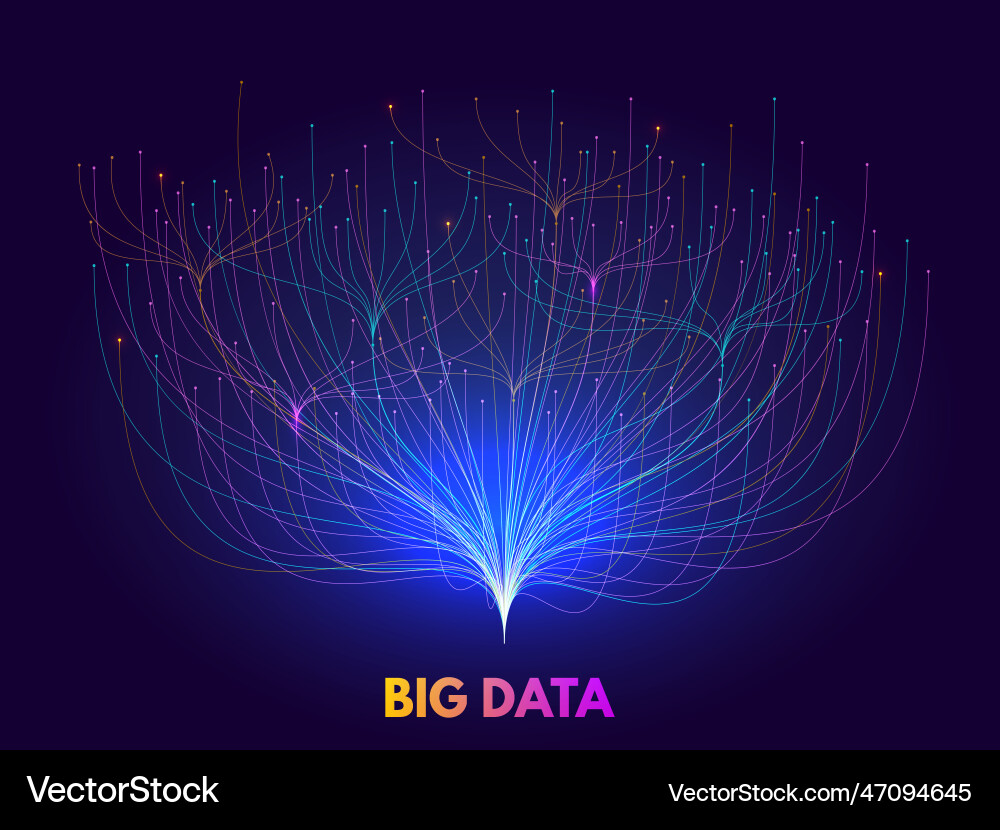 Big data collection virtual flow of database Vector Image