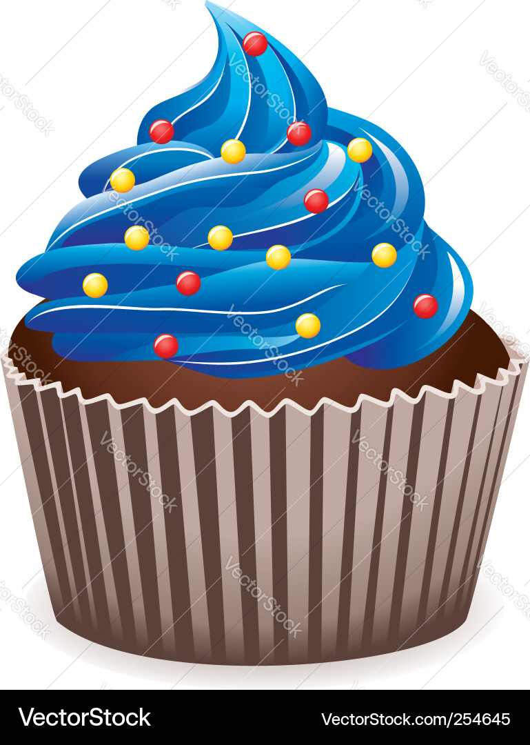 Blue cupcake Royalty Free Vector Image - VectorStock