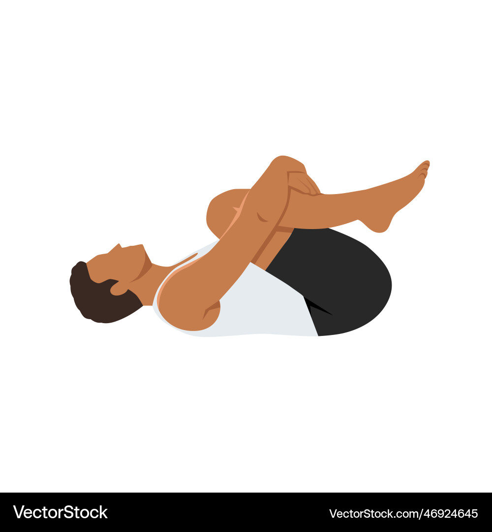 Man doing knees to chest pose apanasana exercise Vector Image