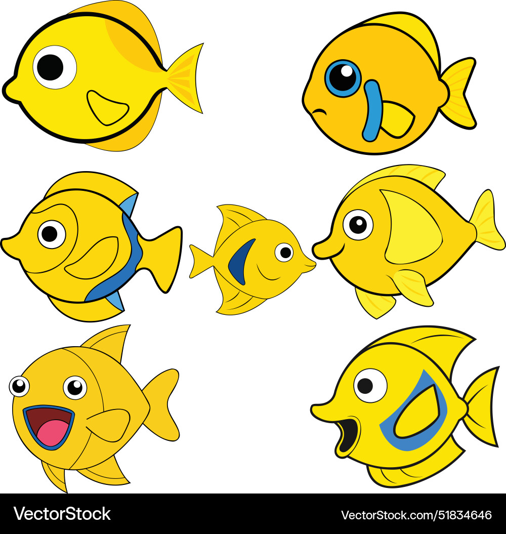 Yellow tang flat design animal Royalty Free Vector Image