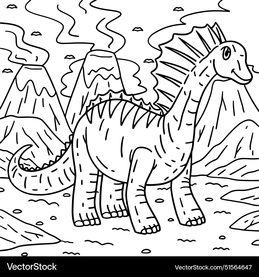 Amargasaurus dinosaur coloring page for kids Vector Image