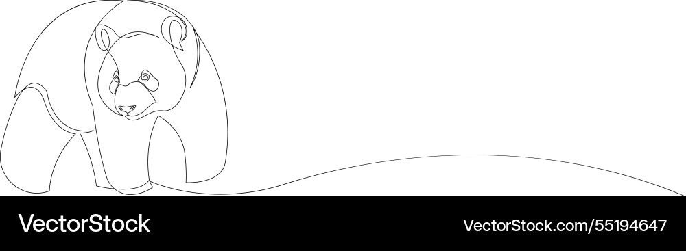 Continuous one line drawing of panda bear Vector Image