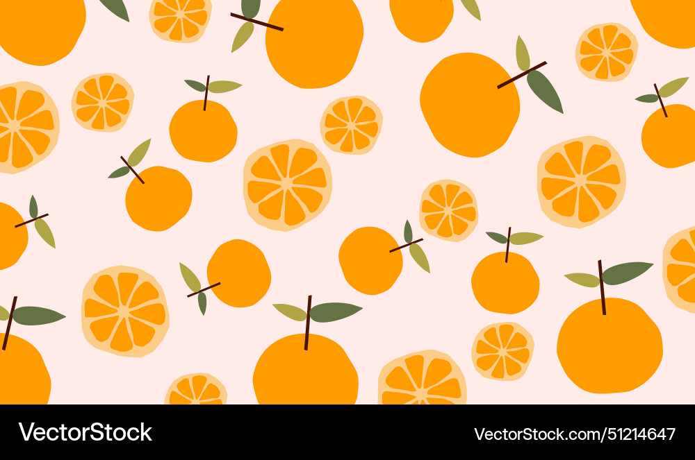 Cute orange fruits pattern background Royalty Free Vector