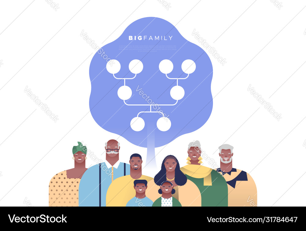 Diverse African American Family Tree Royalty Free Vector