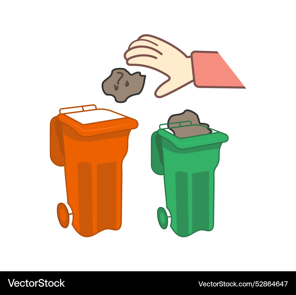 Human hand throwing garbage in bin Royalty Free Vector Image