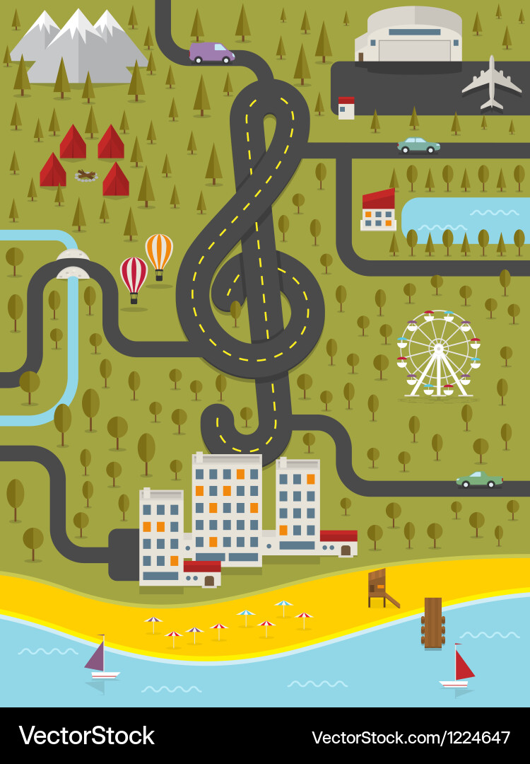 Map of resort town Royalty Free Vector Image - VectorStock