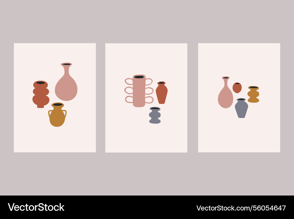 Posters with ceramic vases and pots Royalty Free Vector