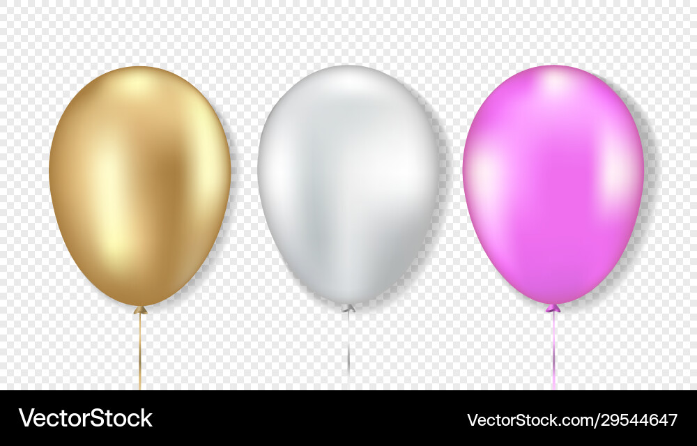 Set golden white and pink balloon Royalty Free Vector Image