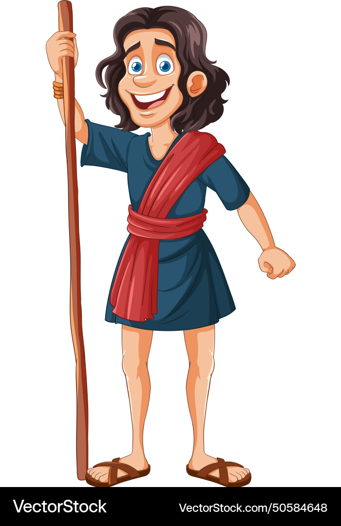 Animated character in traditional shepherd attire Vector Image