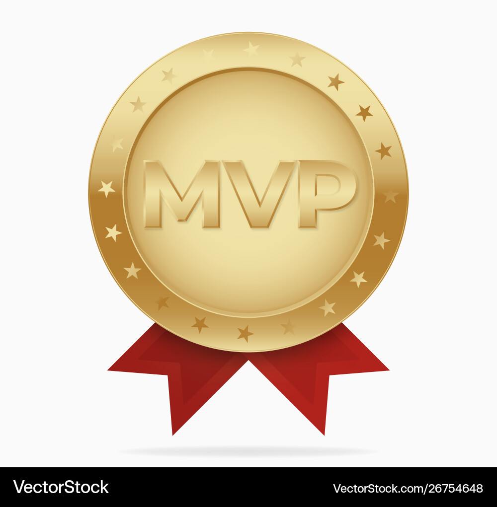 Golden MVP Award Medal Royalty Free Vector Image