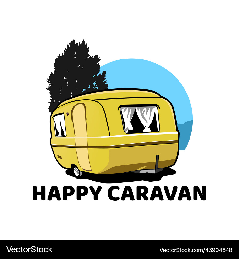 Happy caravan design logo icon Royalty Free Vector Image