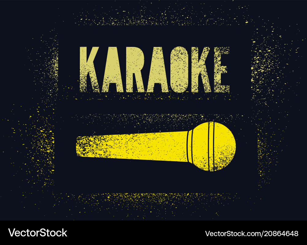 Karaoke Grunge Stencil Poster Royalty Free Vector Image