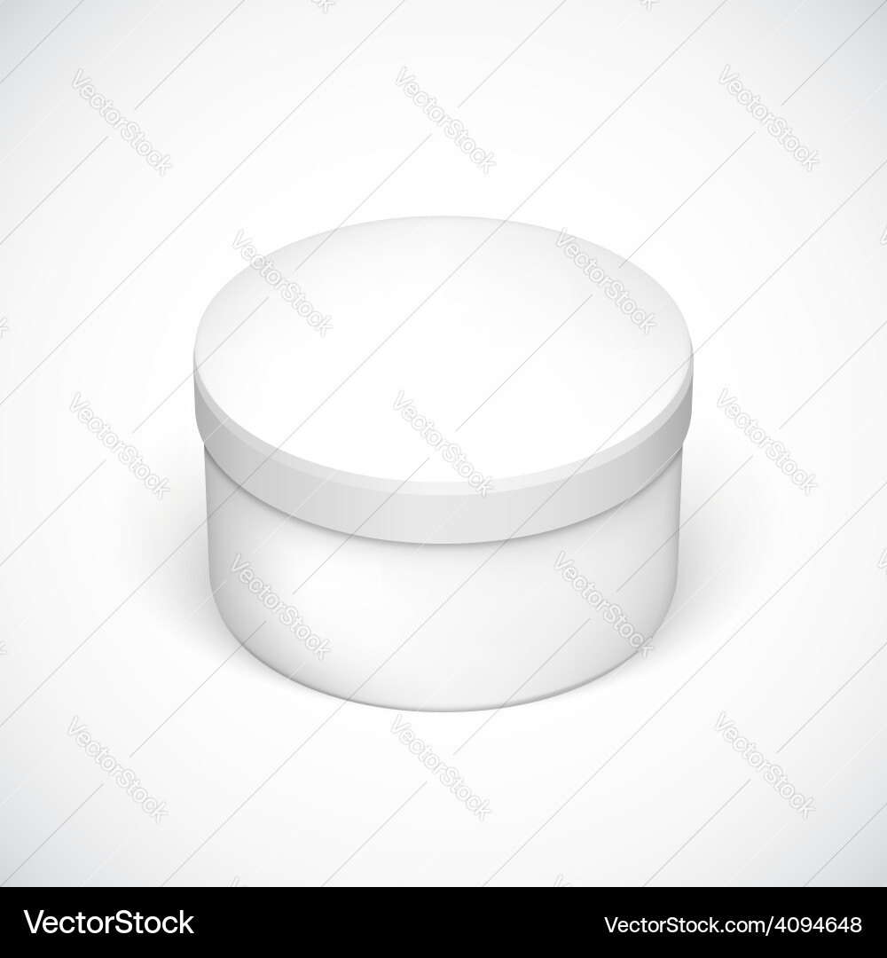 Realistic round package box for products Vector Image