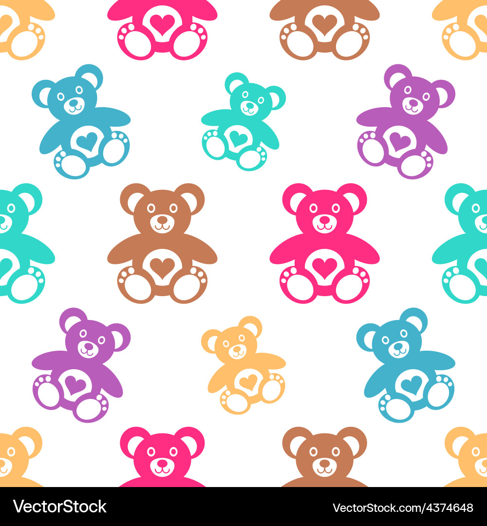 Seamless pattern with teddy bears Royalty Free Vector Image