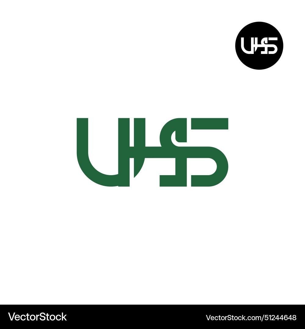 Uhs logo letter monogram design Royalty Free Vector Image