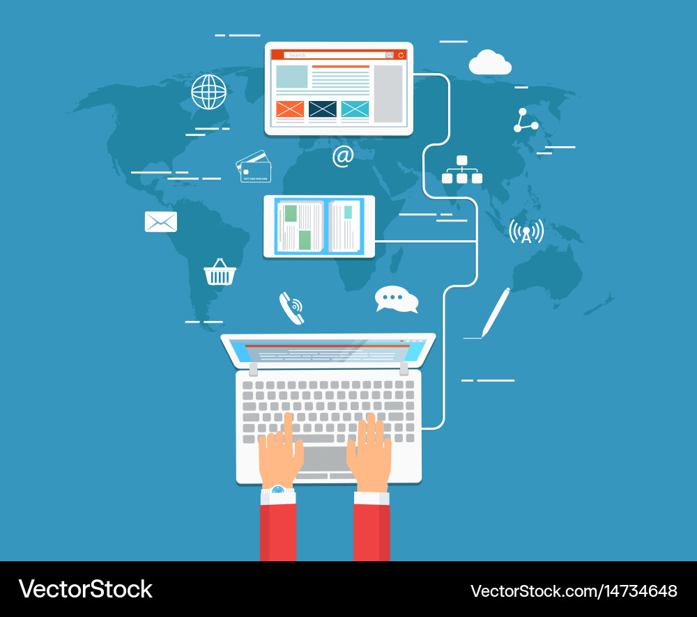 Work in network Royalty Free Vector Image - VectorStock